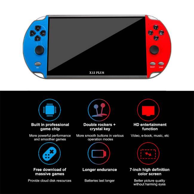 X12 Plus Console di Gioco Portatile da 7,1 Pollici - NewTechStore Eshop
